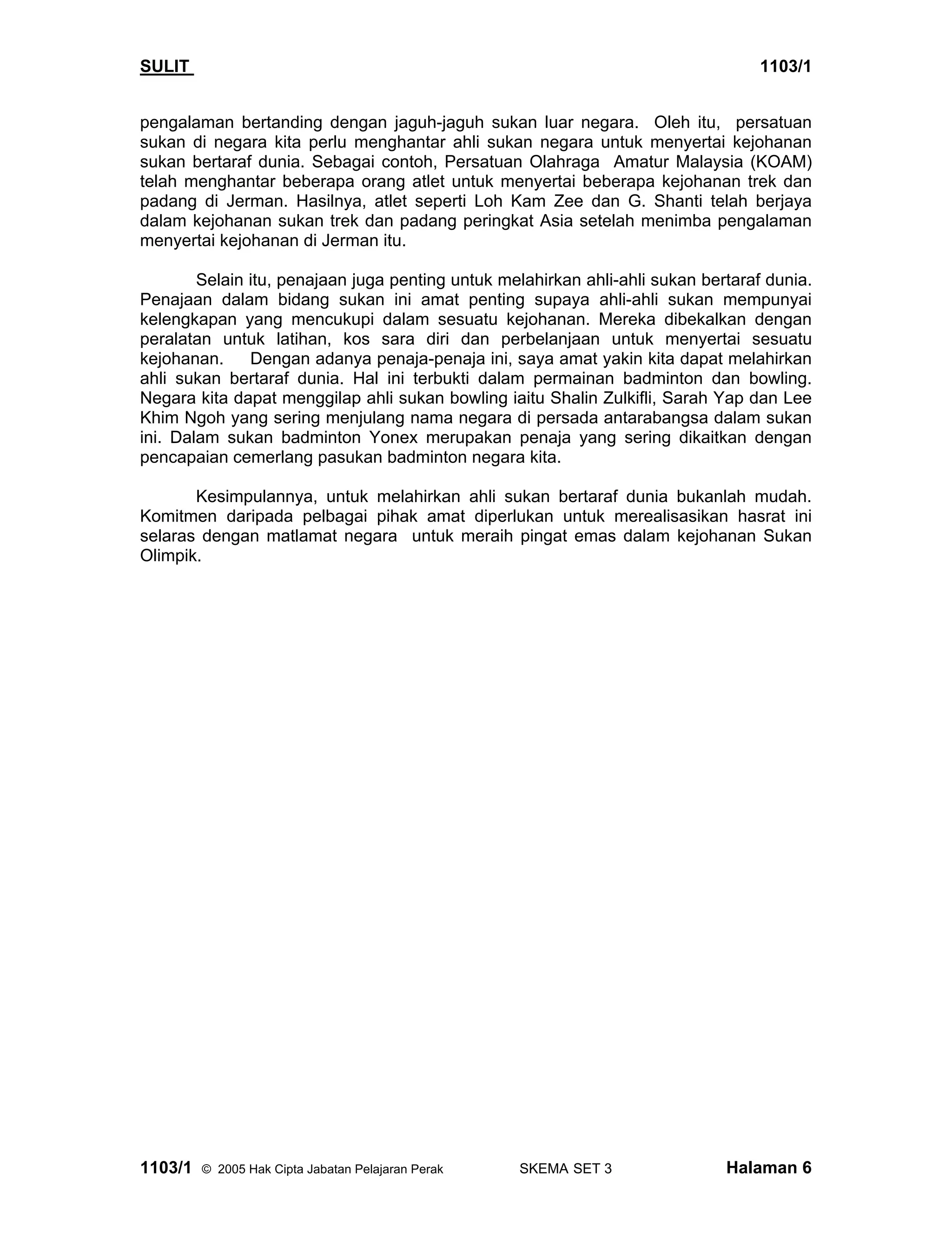 Skema Bm Kertas1 Set3 | PDF