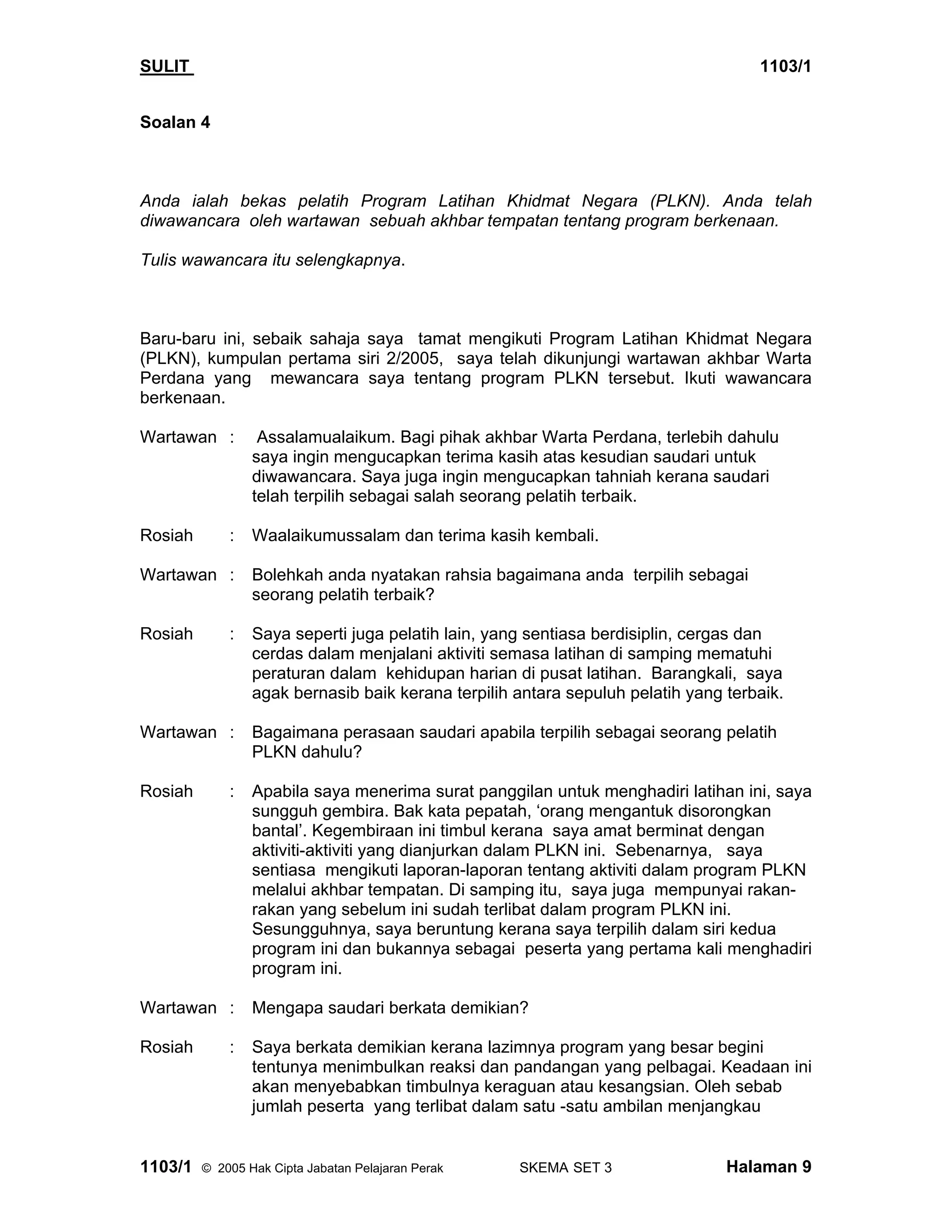 Skema Bm Kertas1 Set3 | PDF