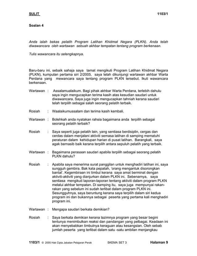 Skema Bm Kertas1 Set3 | PDF