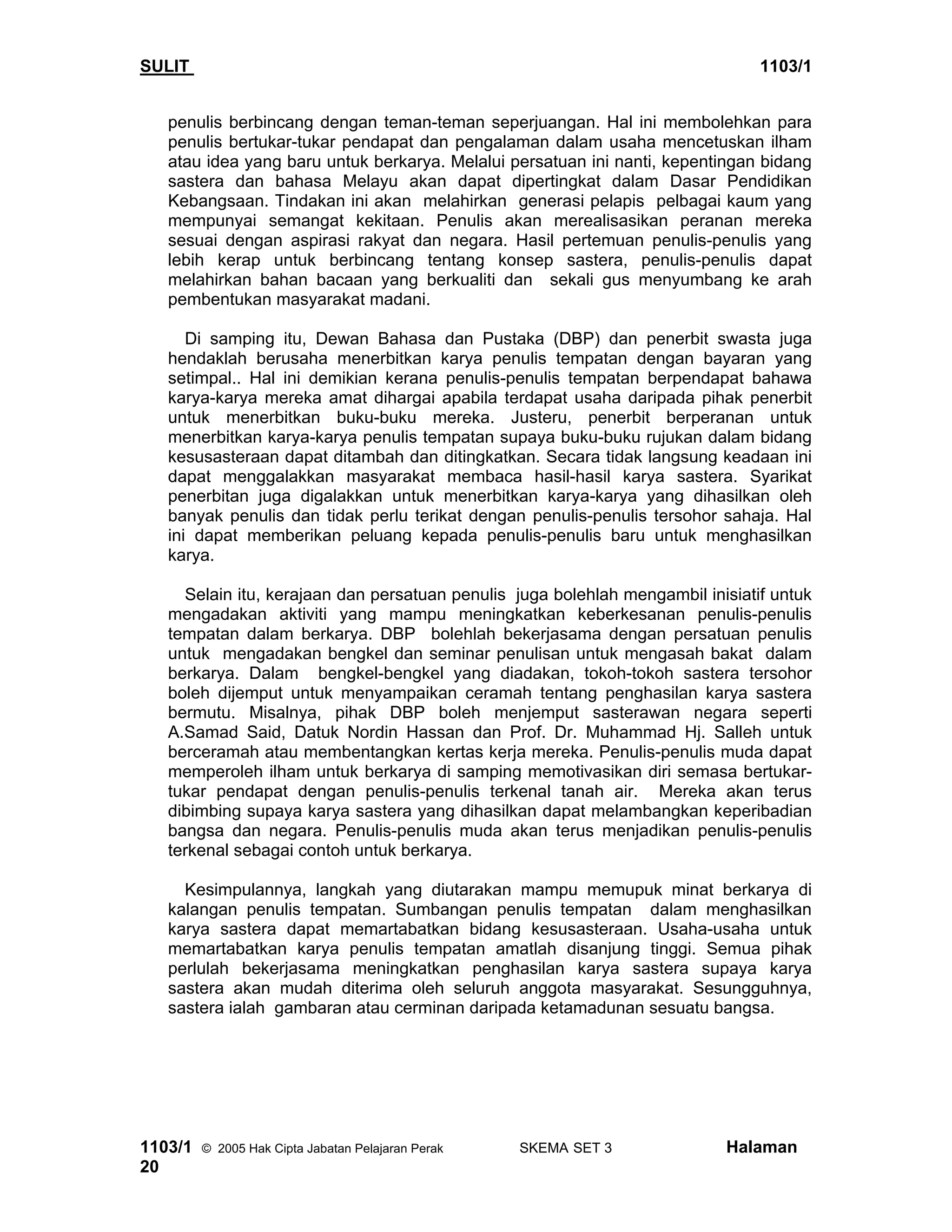 Skema Bm Kertas1 Set3 | PDF