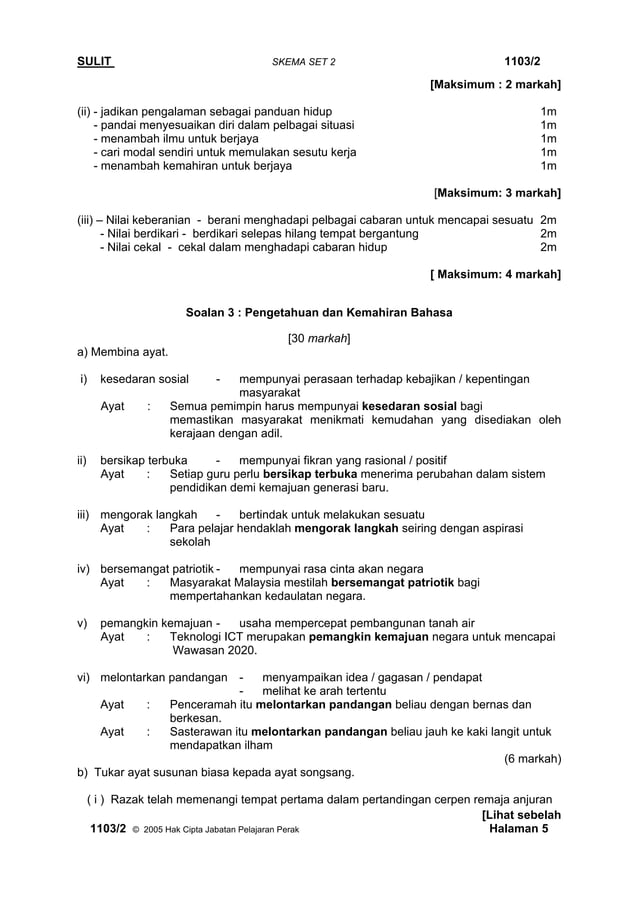 Skema Bm Kertas2 Set2 | PDF
