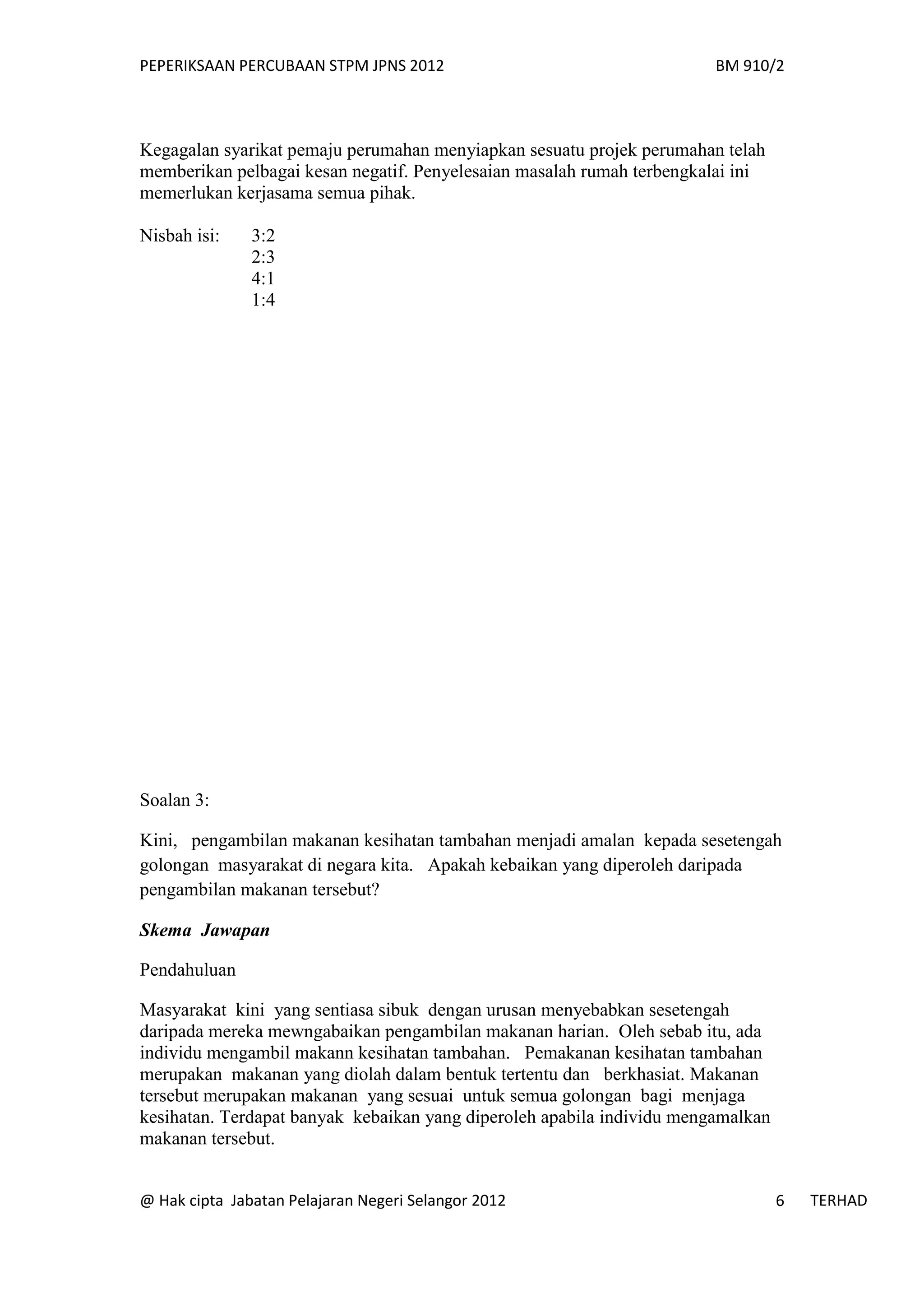 Skema bm2 stpm selangor 2012 | PDF