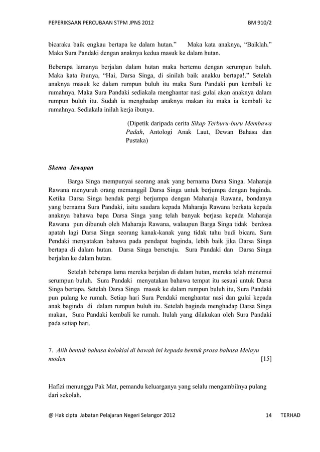 Skema bm2 stpm selangor 2012 | PDF