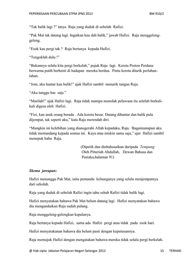 Skema bm2 stpm selangor 2012 | PDF