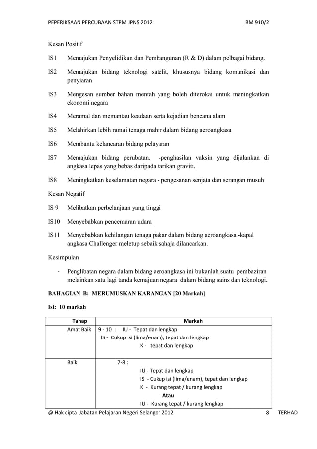 Skema bm2 stpm selangor 2012 | PDF