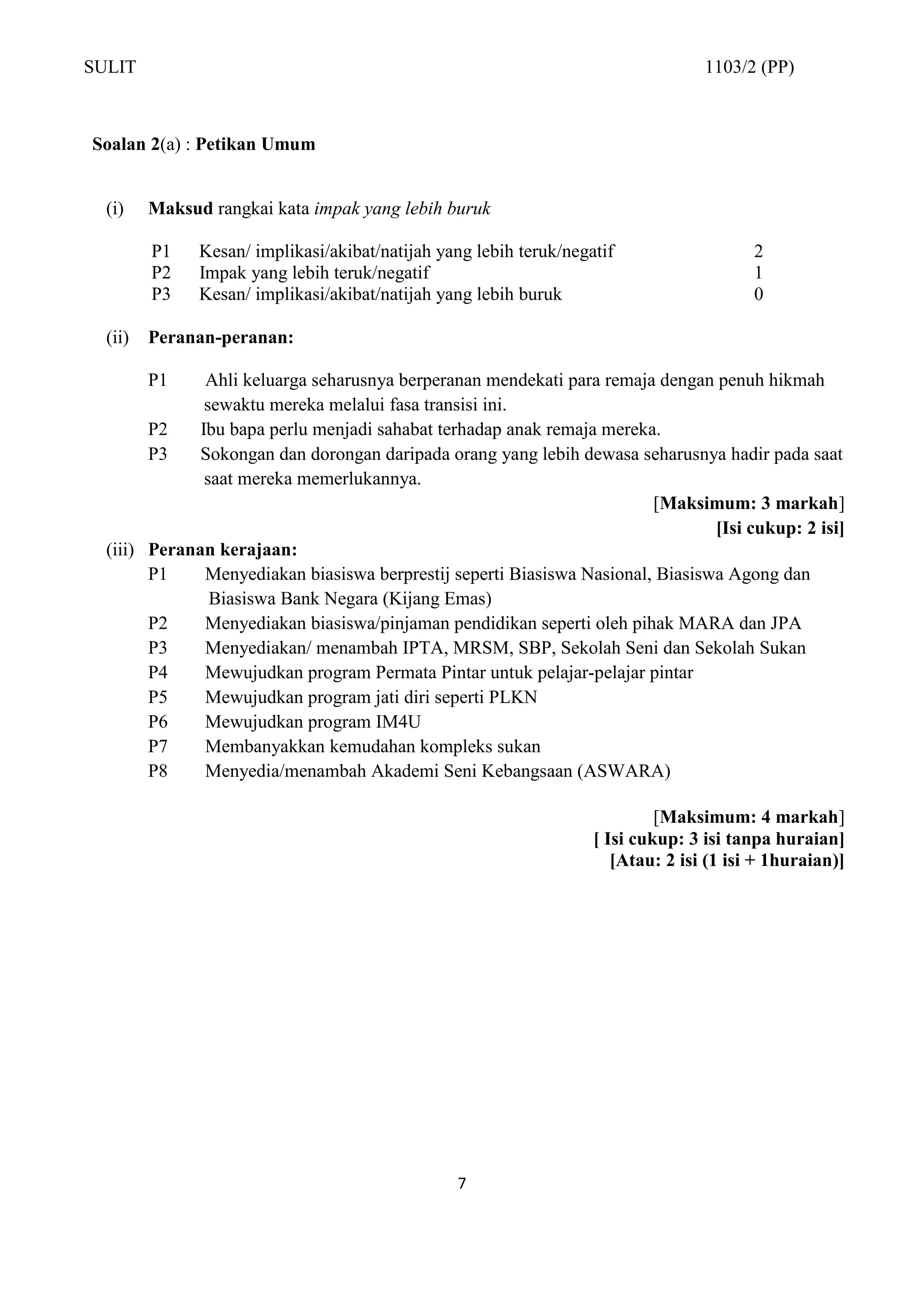 Skema Kertas 2 BM Percubaan SBP 2017 | PDF