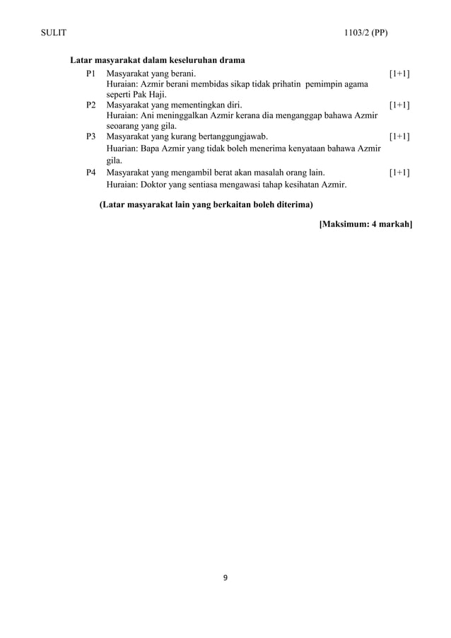 Skema Kertas 2 BM Percubaan SBP 2017 | PDF