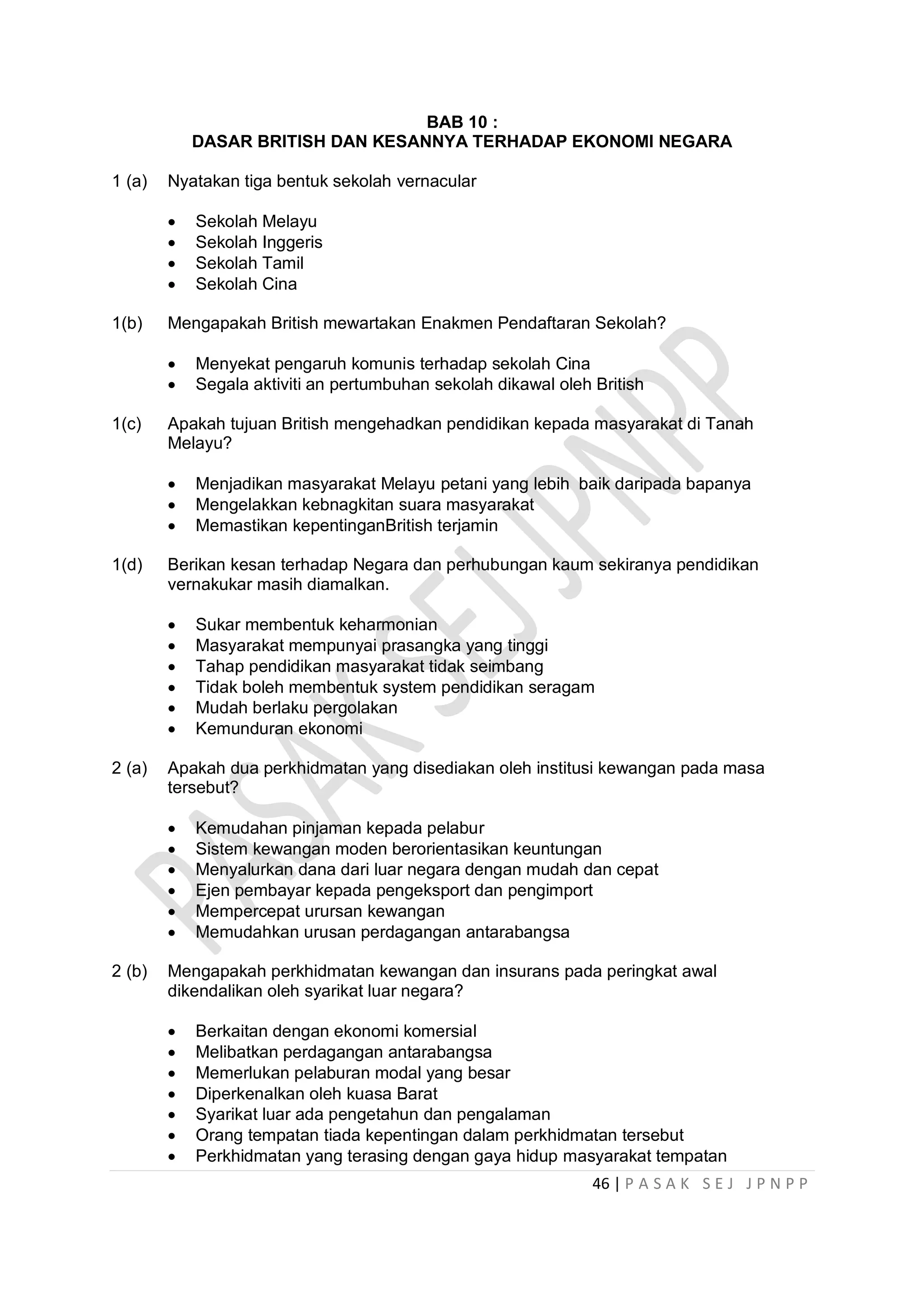 Skema Latihan Pasak Sejarah T4&T5 KBSM | PDF