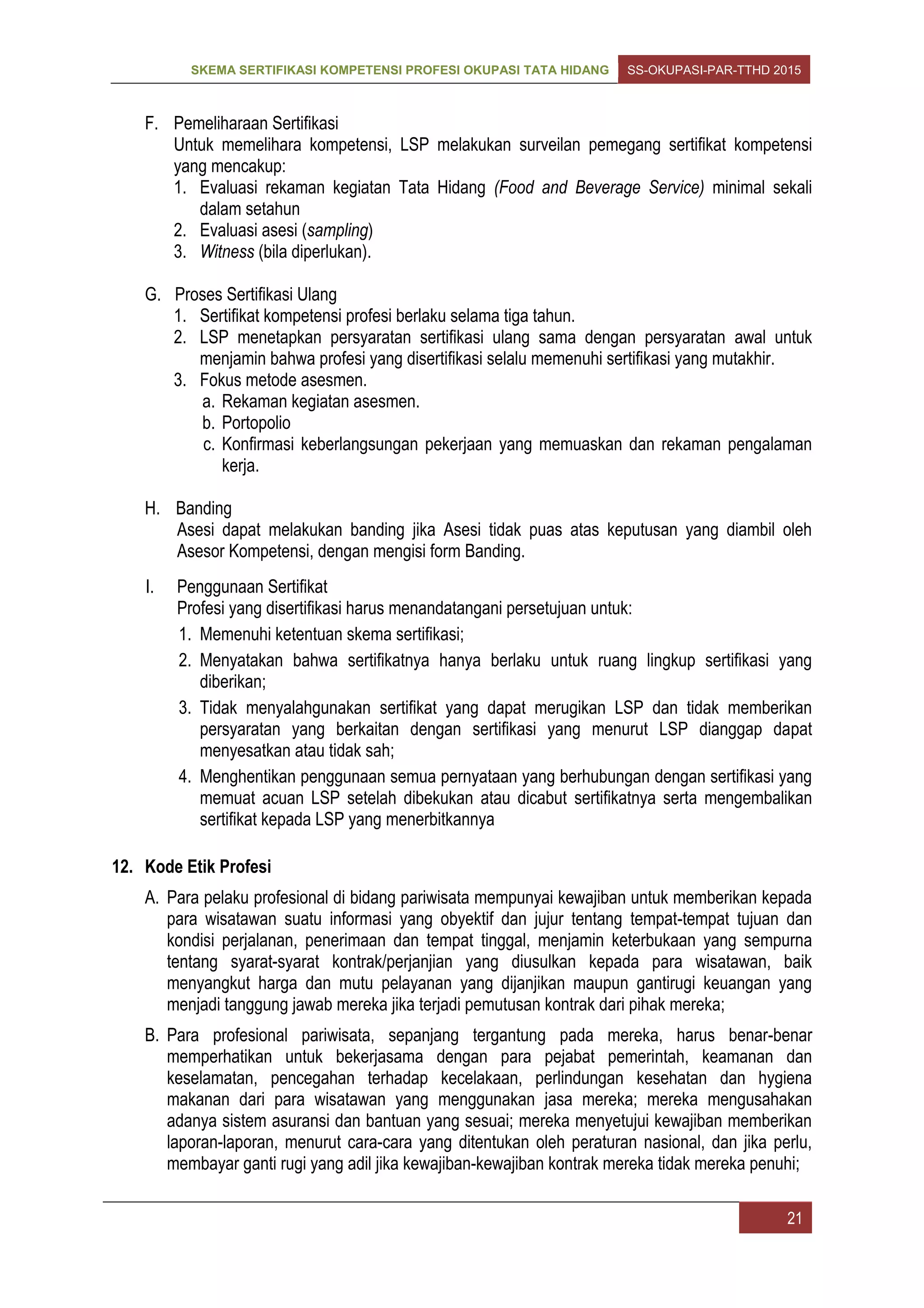 Skema okupasi food and beverage service 2015 | PDF