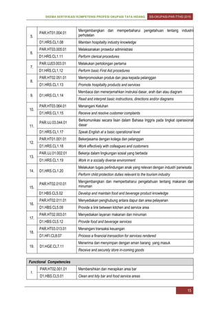 Skema okupasi food and beverage service 2015 | PDF