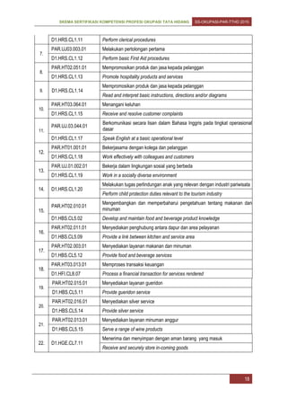 Skema okupasi food and beverage service 2015 | PDF