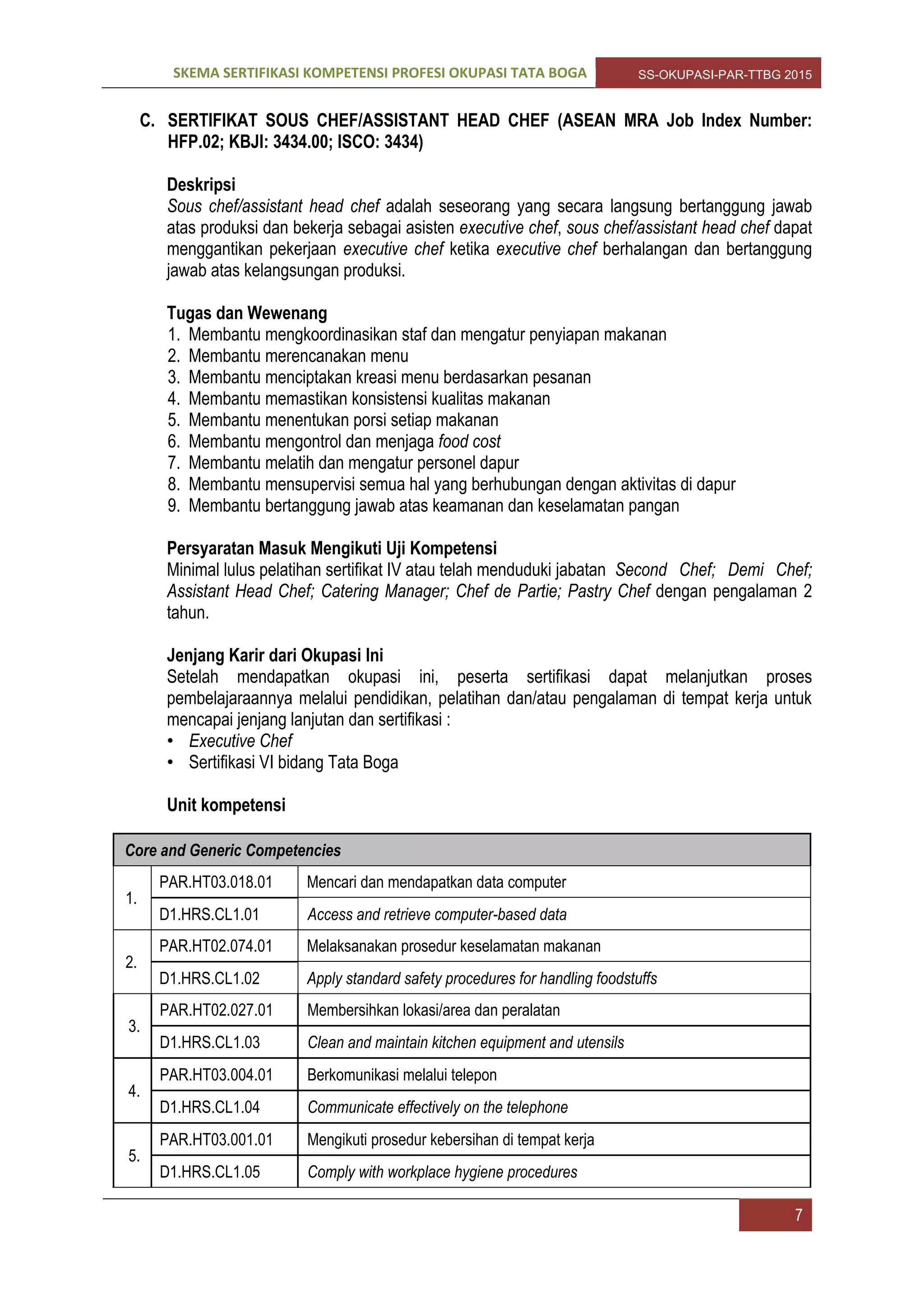 Skema okupasi food production 2015 | PDF