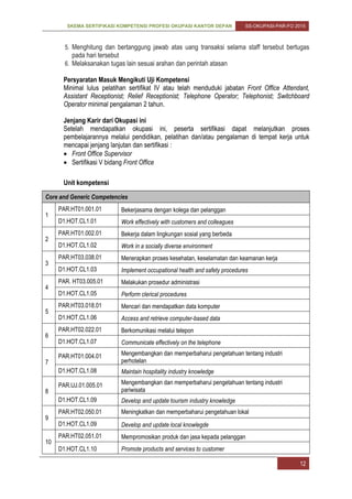 Skema okupasi front office 2015 | PDF