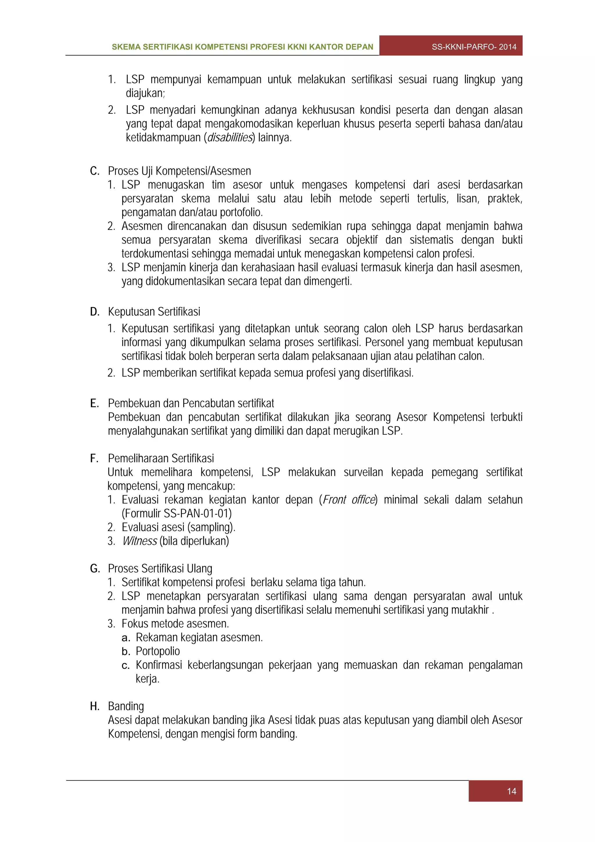 Skema sertifikasi kkni front office 2014 | PDF