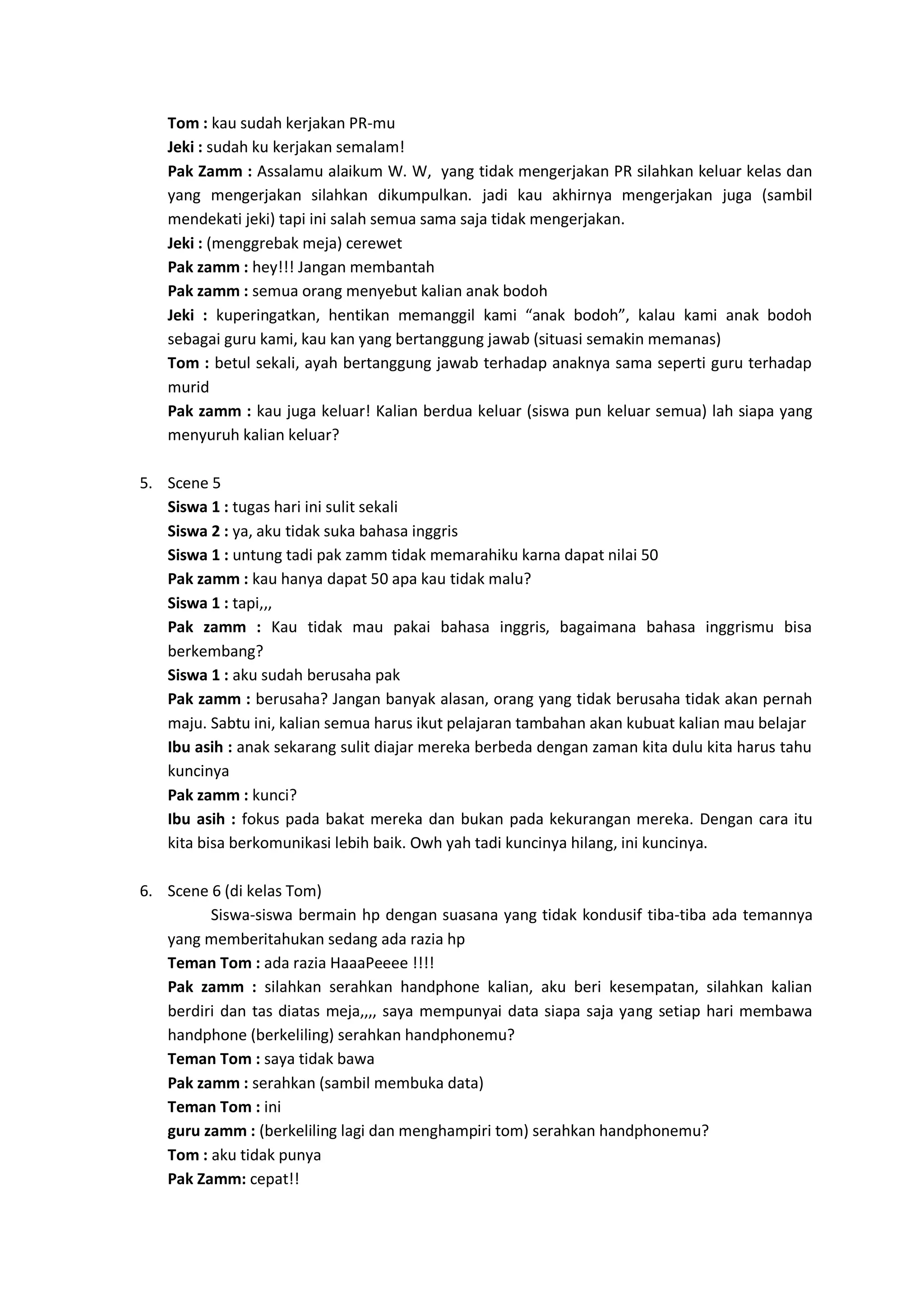 Naskah drama Tom & Jeki | PDF