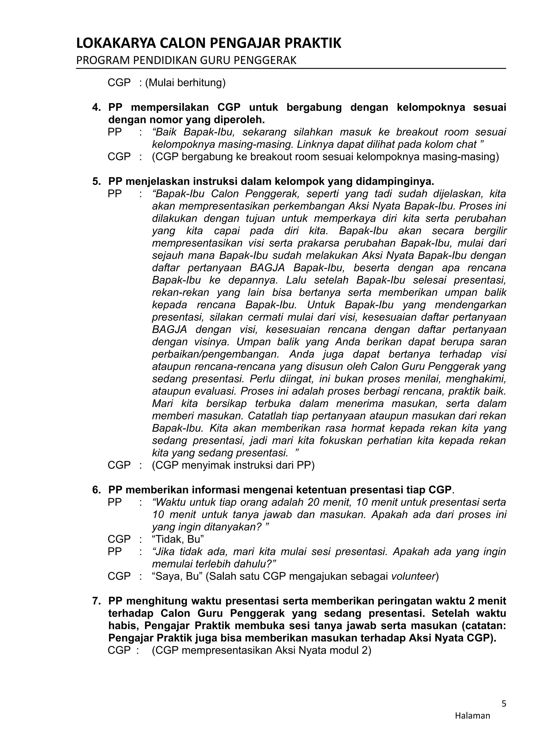 Skenario Lokakarya 2 Pendidikan Guru Penggerak | PDF