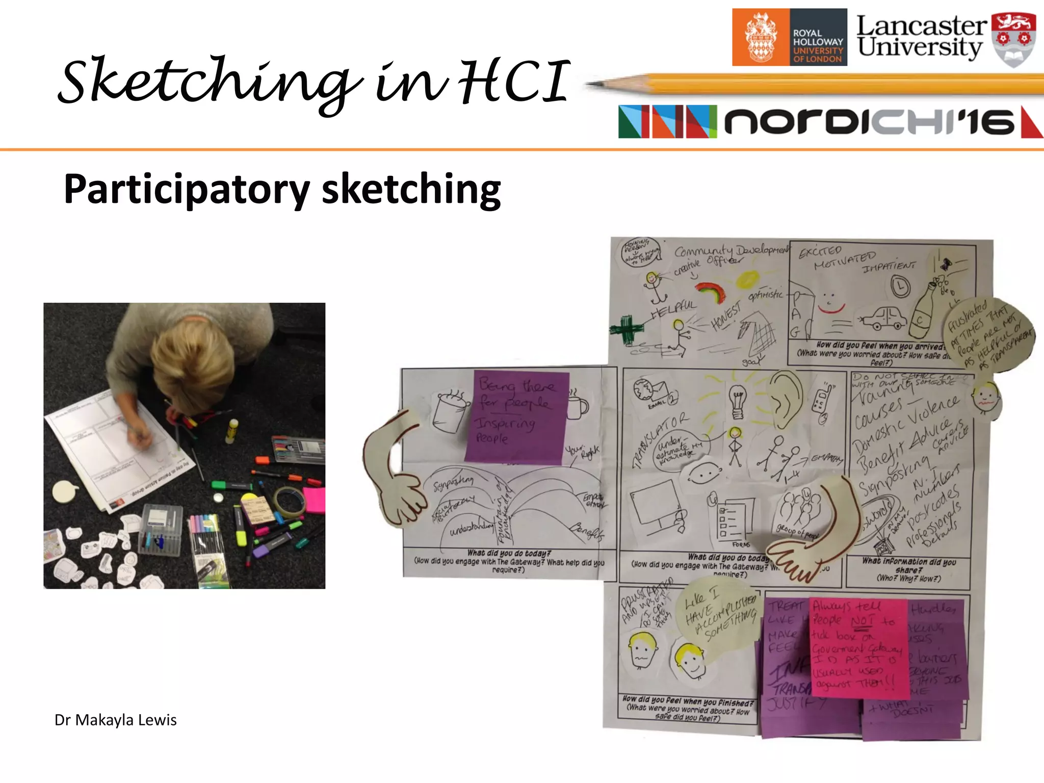 Using sketching to emphasise and elaborate on HCI research | PPT