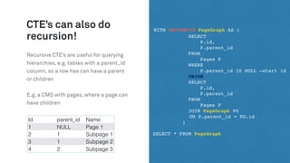 Using Recursive Common Table Expressions with Ecto | PPT