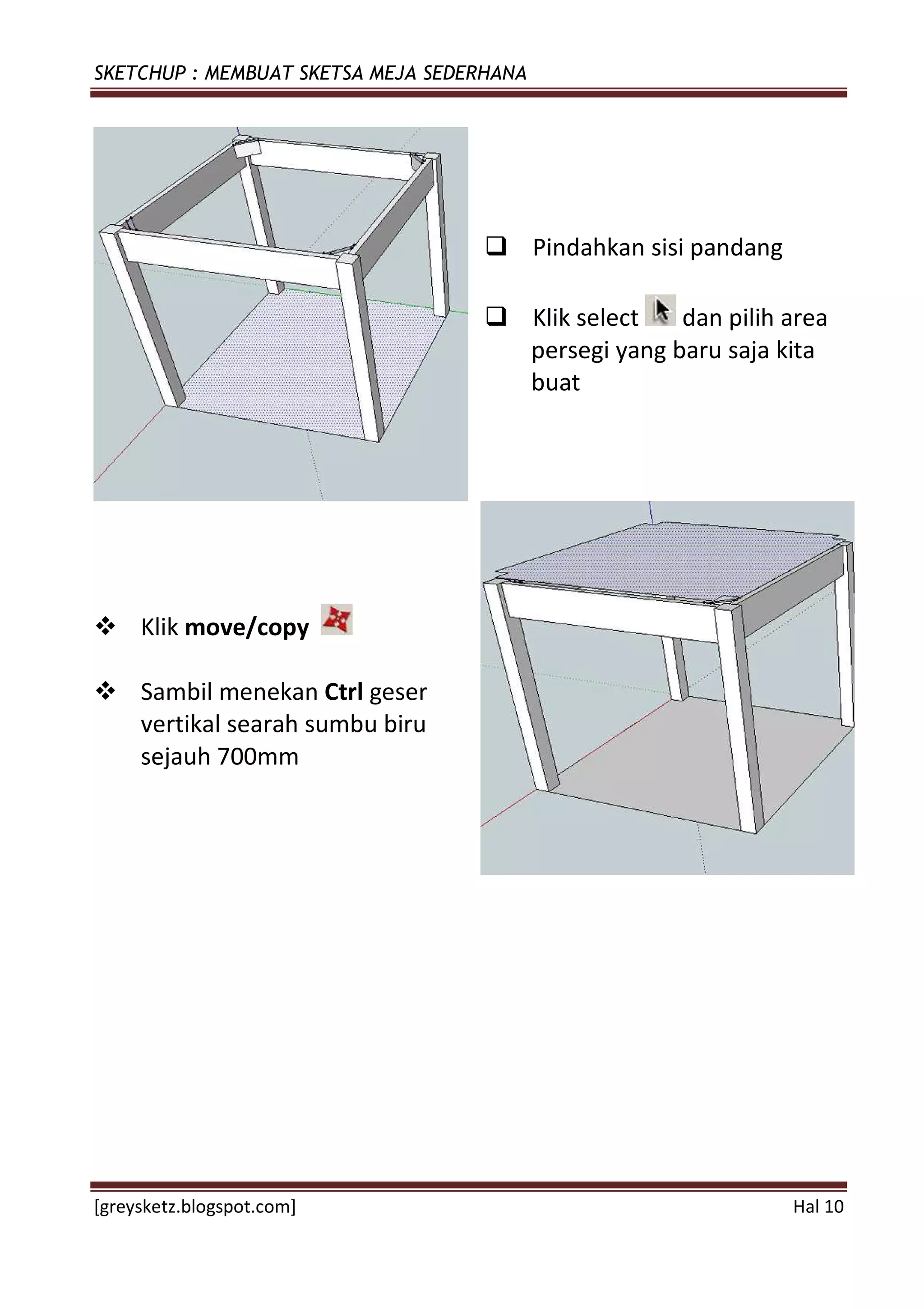 SketchUp Membuat Sketsa Meja Sederhana | PDF