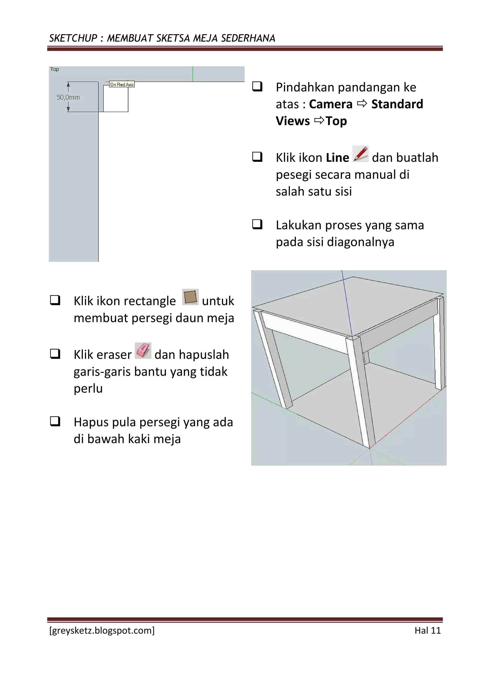 SketchUp Membuat Sketsa Meja Sederhana | PDF