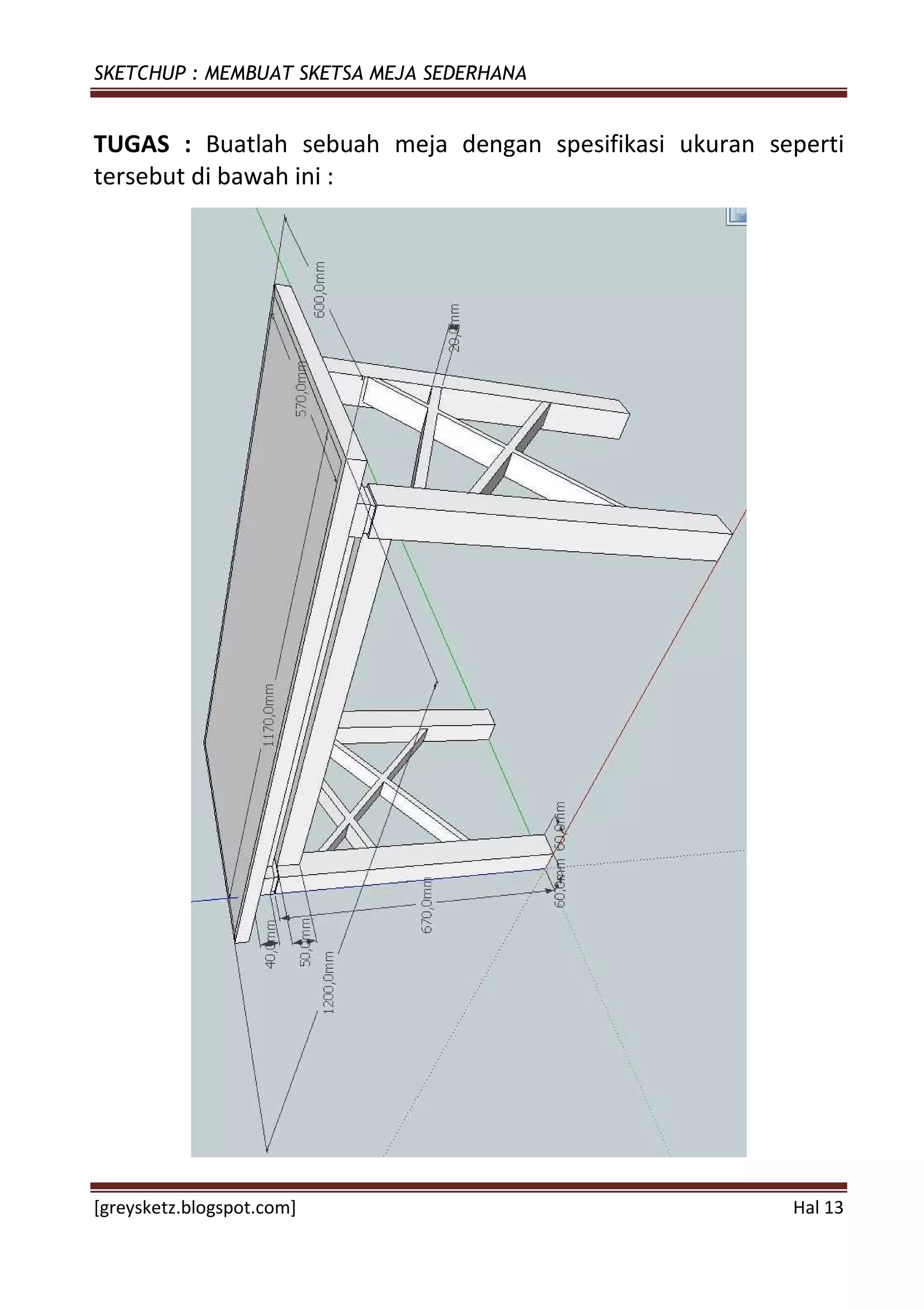 SketchUp Membuat Sketsa Meja Sederhana | PDF