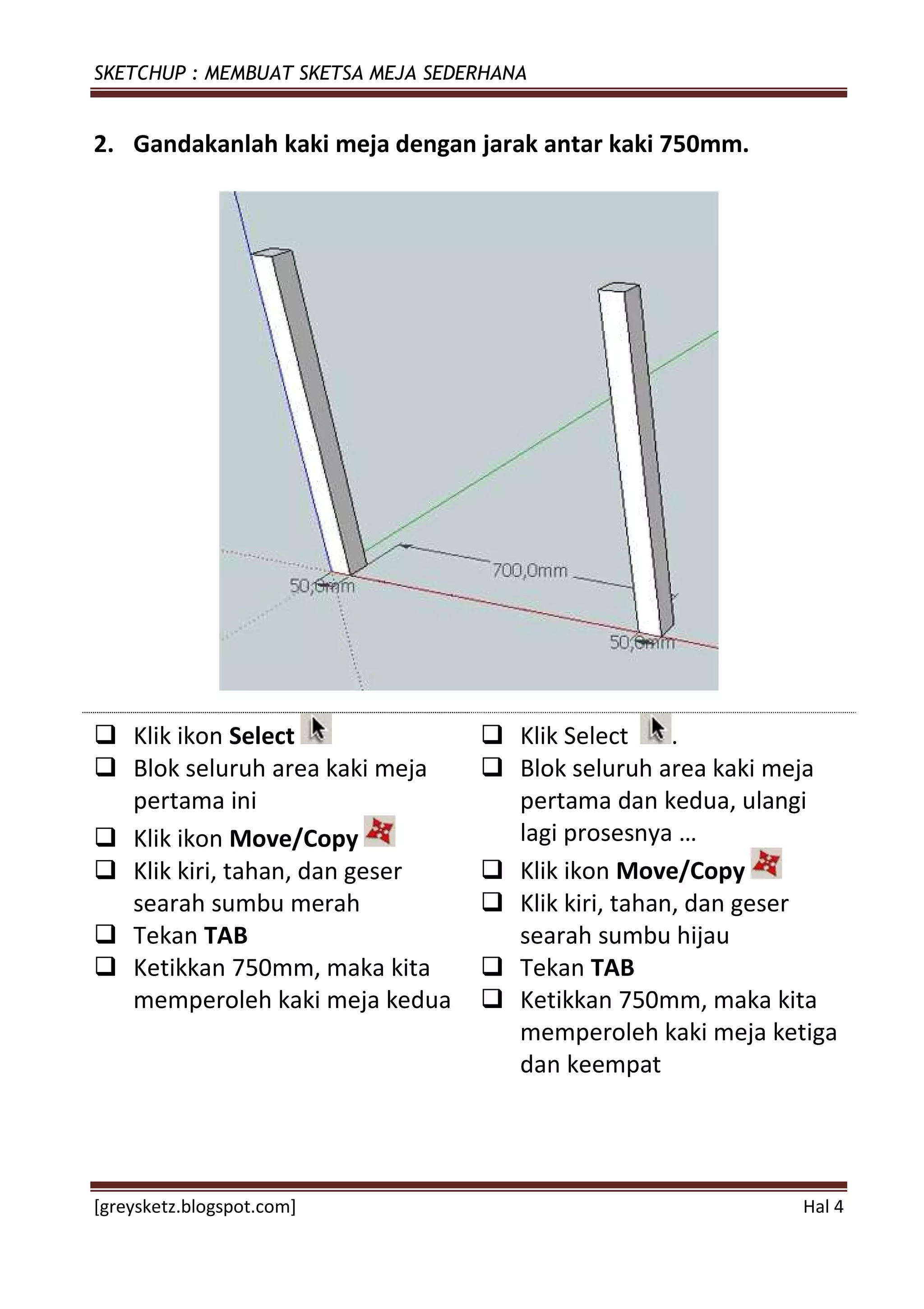 SketchUp Membuat Sketsa Meja Sederhana | PDF