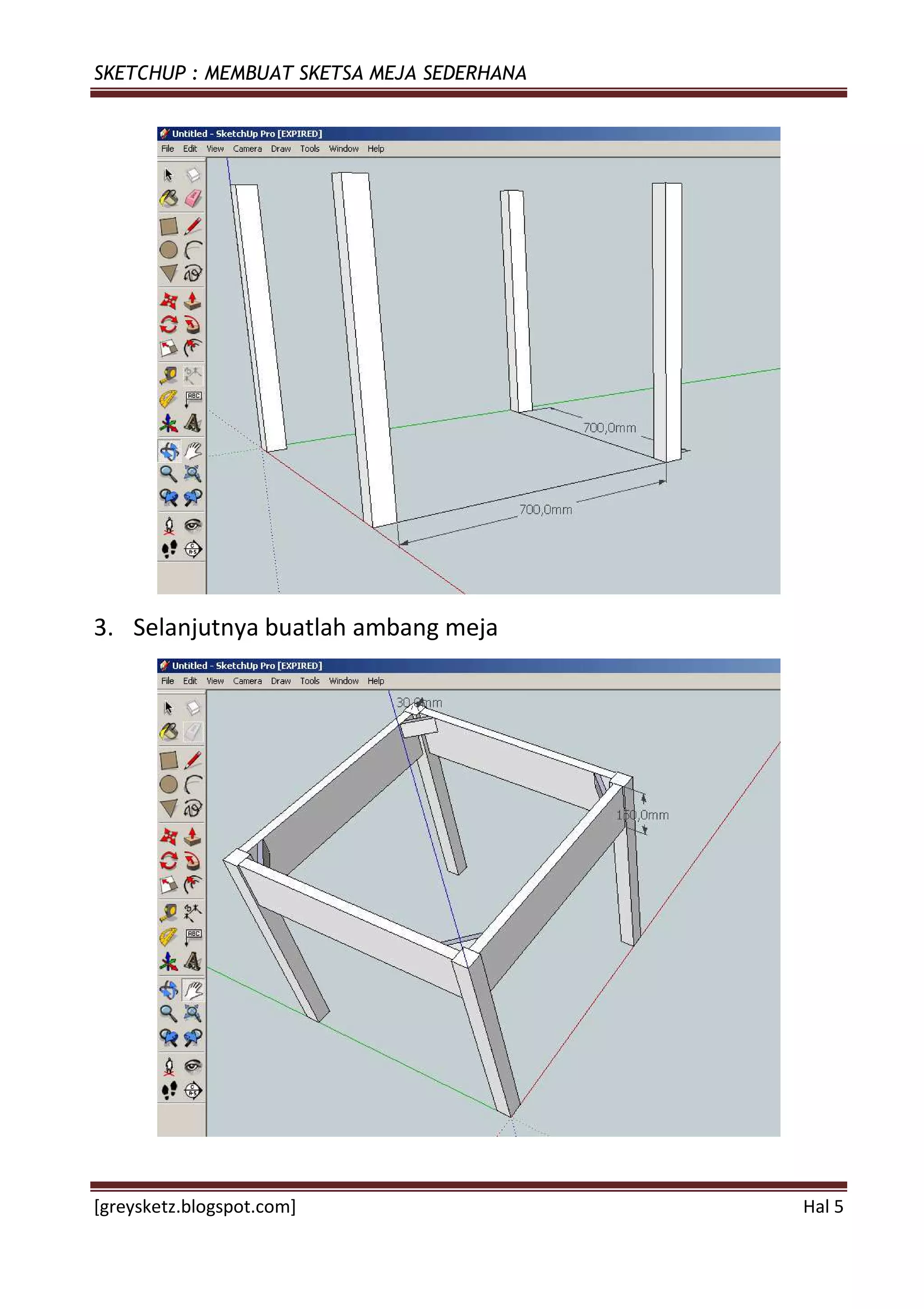 SketchUp Membuat Sketsa Meja Sederhana | PDF