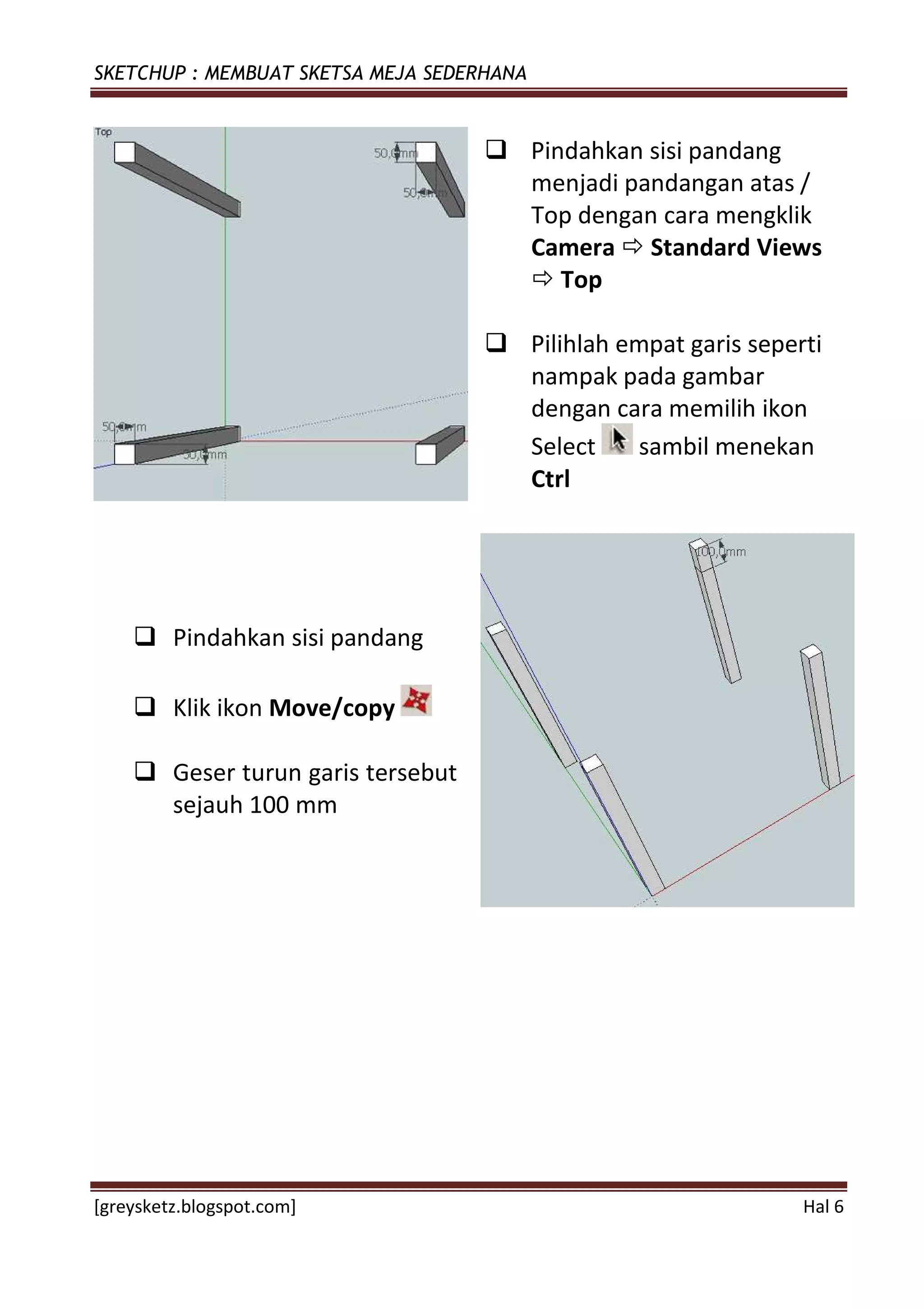 SketchUp Membuat Sketsa Meja Sederhana | PDF