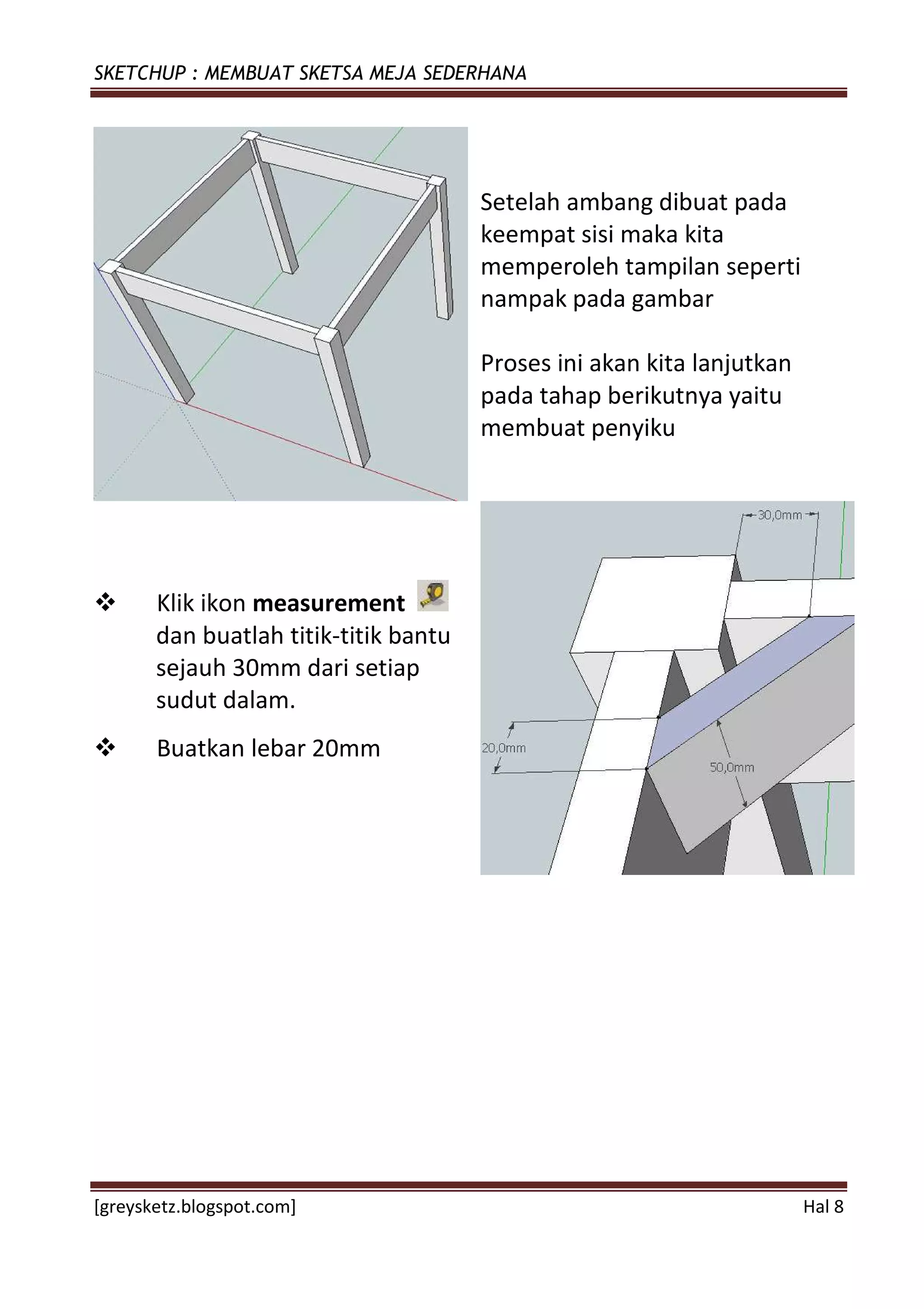 SketchUp Membuat Sketsa Meja Sederhana | PDF