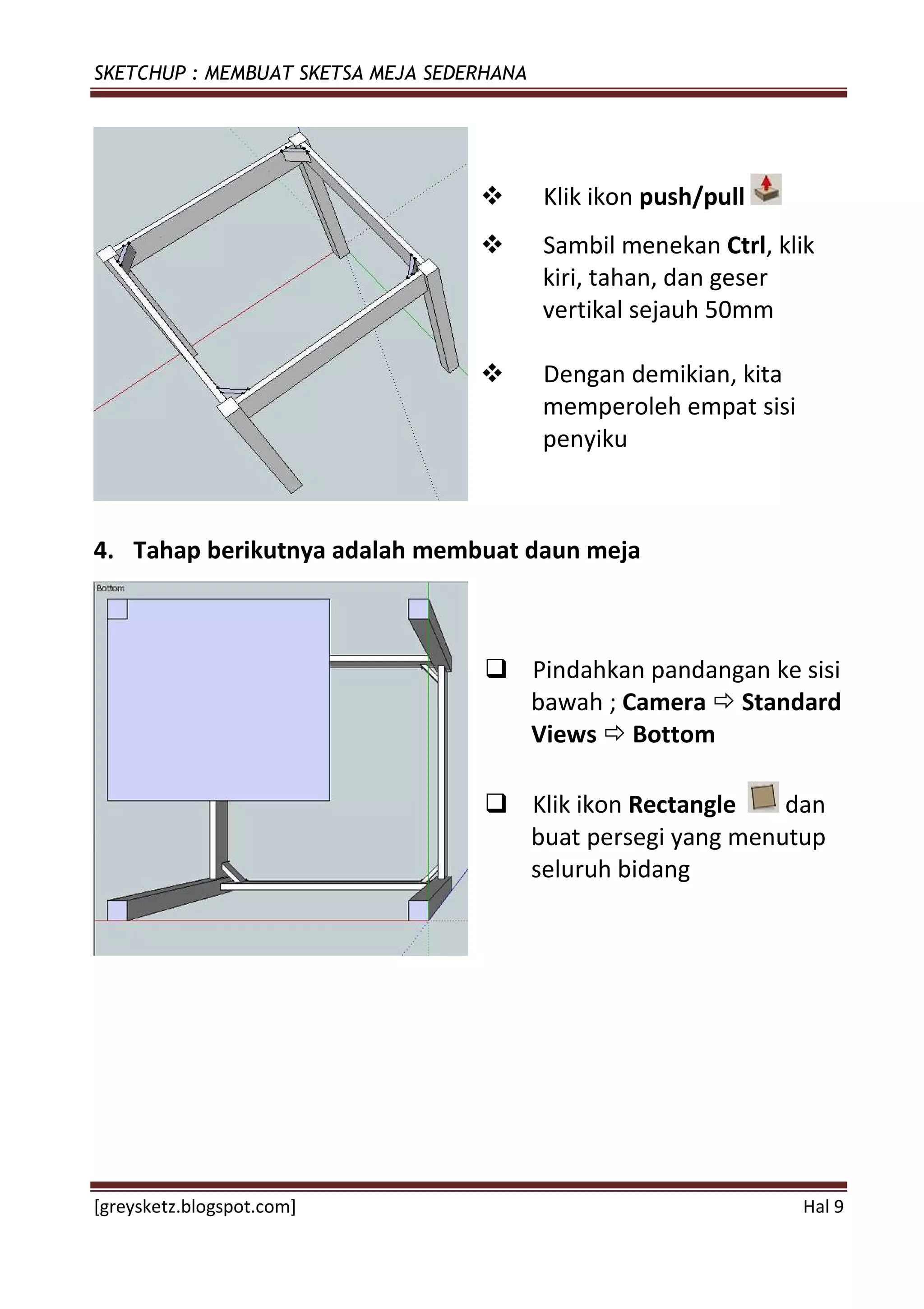 SketchUp Membuat Sketsa Meja Sederhana | PDF