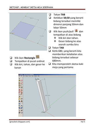 SketchUp Membuat Sketsa Meja Sederhana | PDF