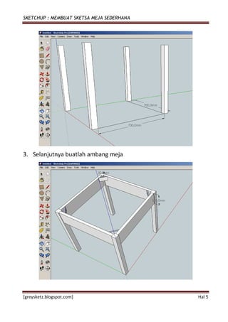 SketchUp Membuat Sketsa Meja Sederhana | PDF