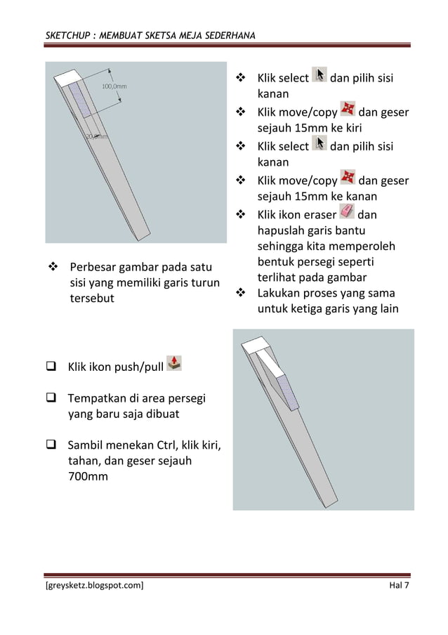 SketchUp Membuat Sketsa Meja Sederhana | PDF