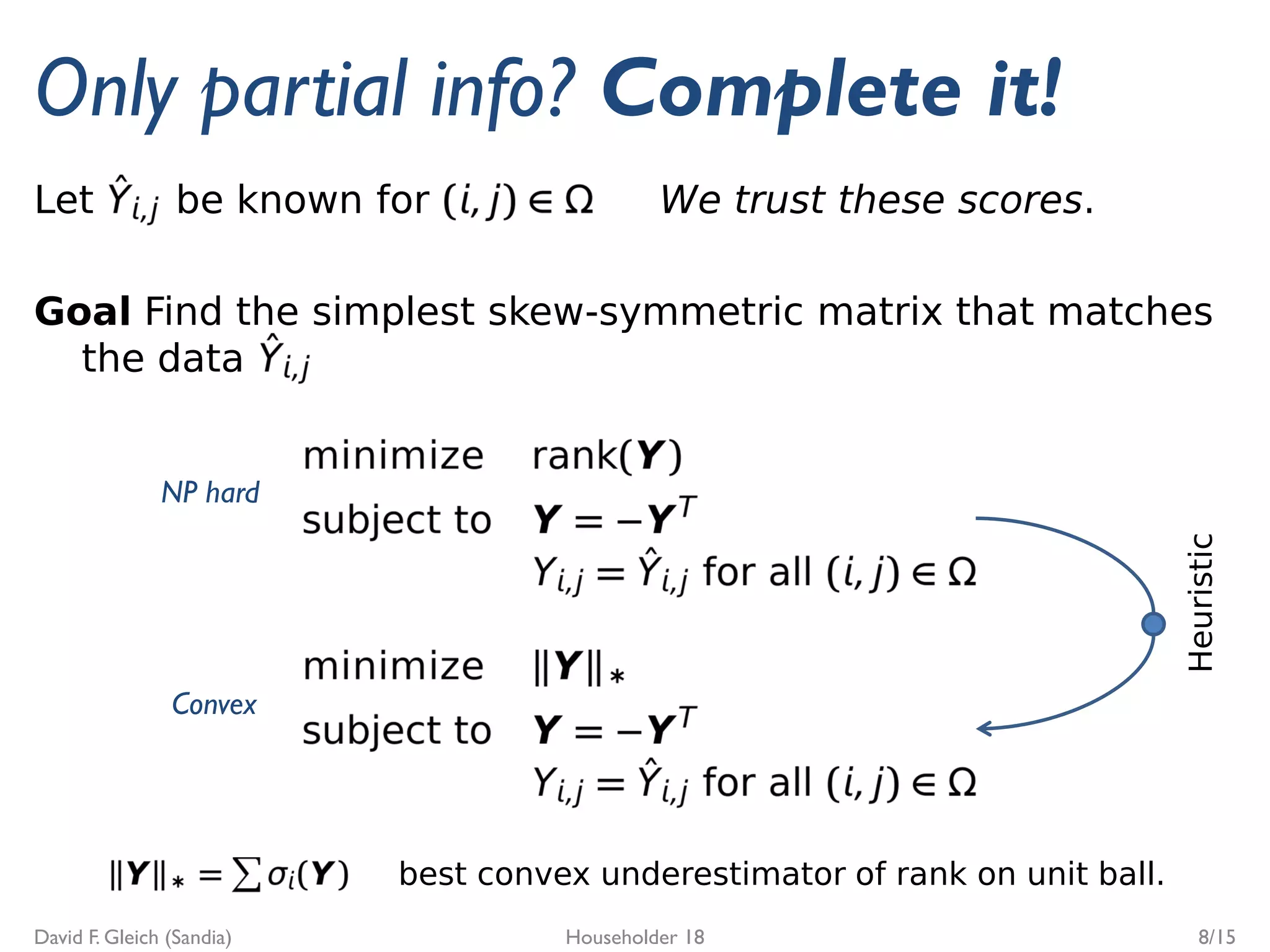 Rank aggregation via skew-symmetric matrix completion | PPT