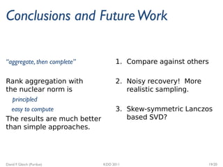Rank aggregation via nuclear norm minimization | PDF