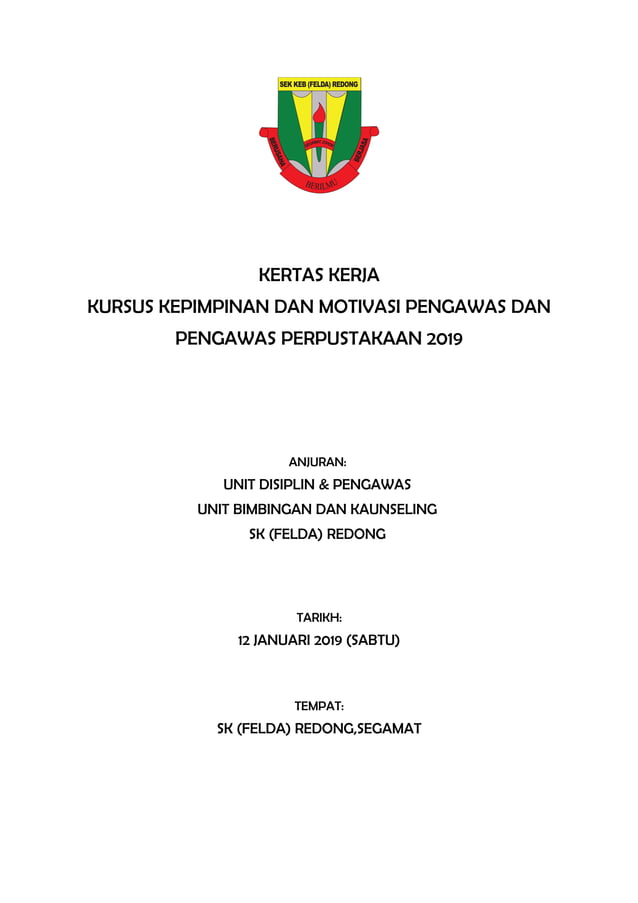 Skfr kertas kerja kursus pengawas 2019 | DOC