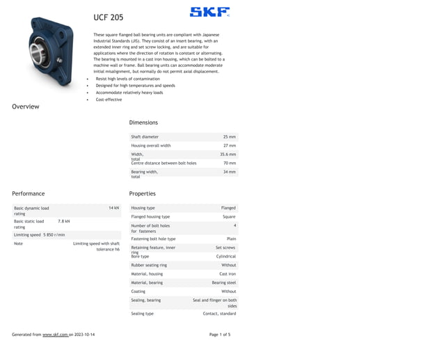SKF UCF 205 specification.pptx.pdf | Physics | Science