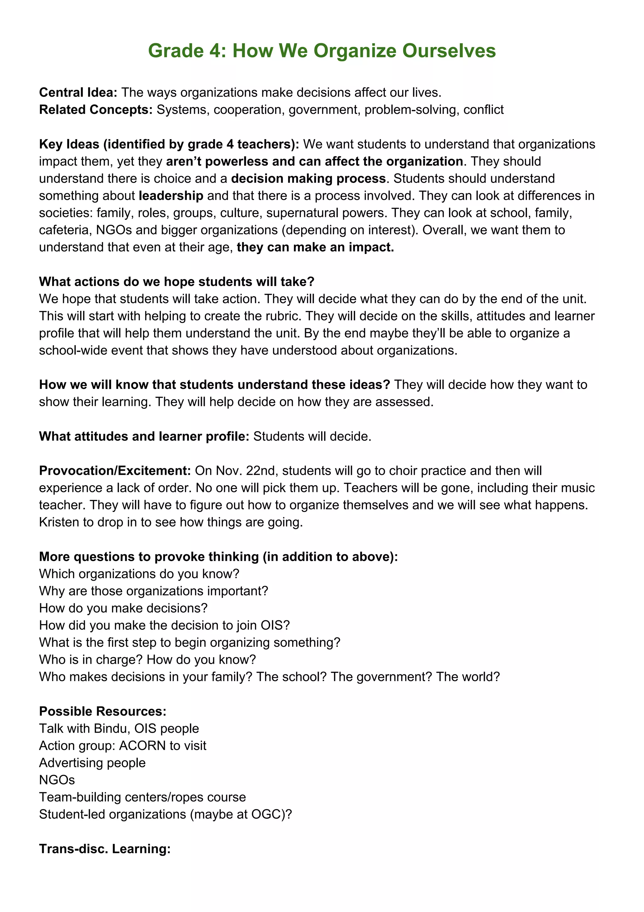 Skg grade 4 unit 3 big ideas | PDF | Educational Assessment | Education