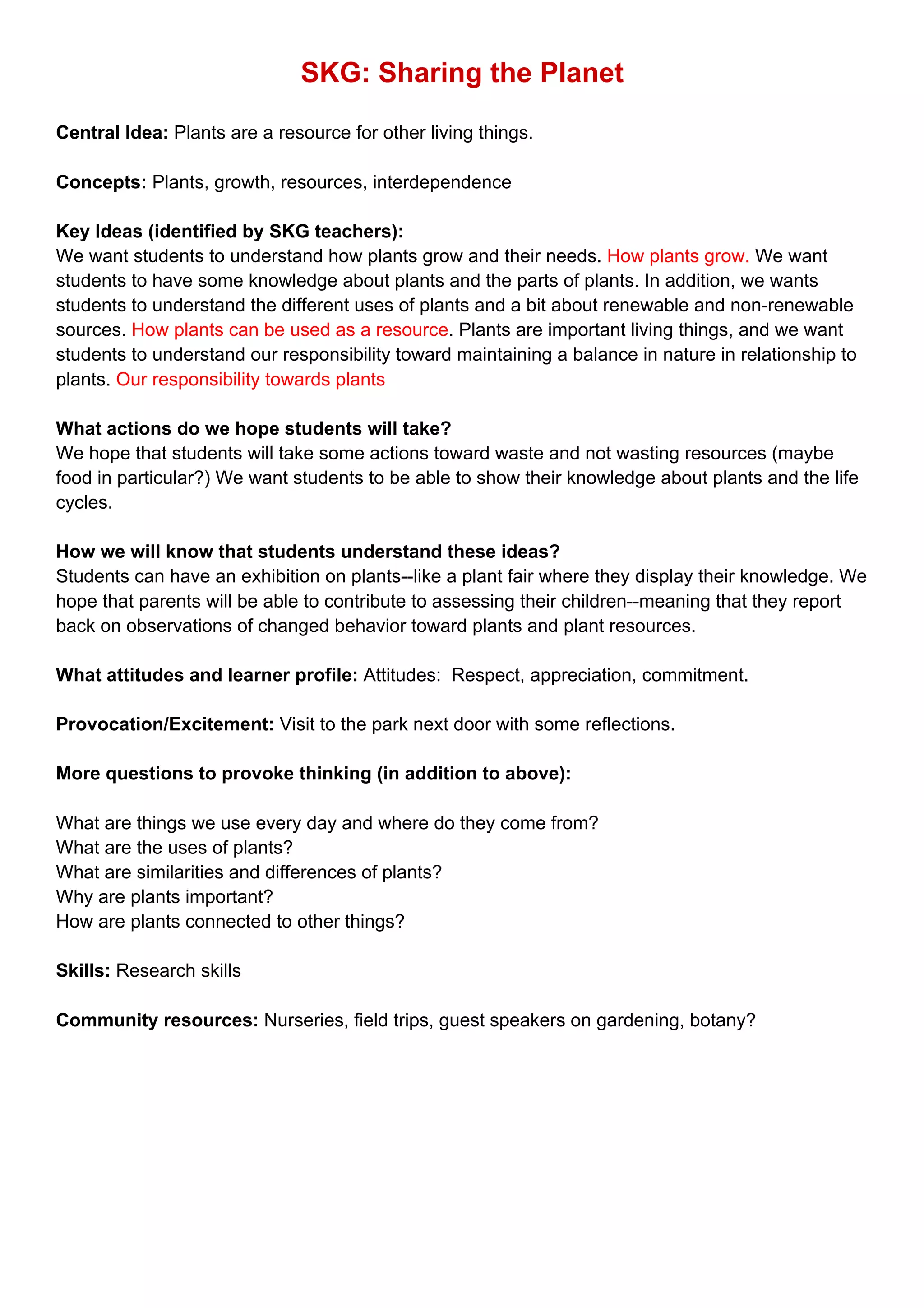 Skg grade 4 unit 3 big ideas | PDF | Educational Assessment | Education