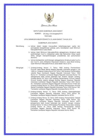 Sk gubernur jabar ttg umk 2014 | PDF