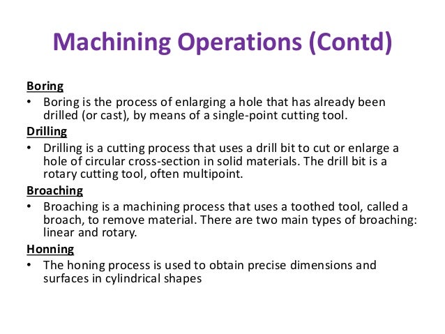 Machining processes and types