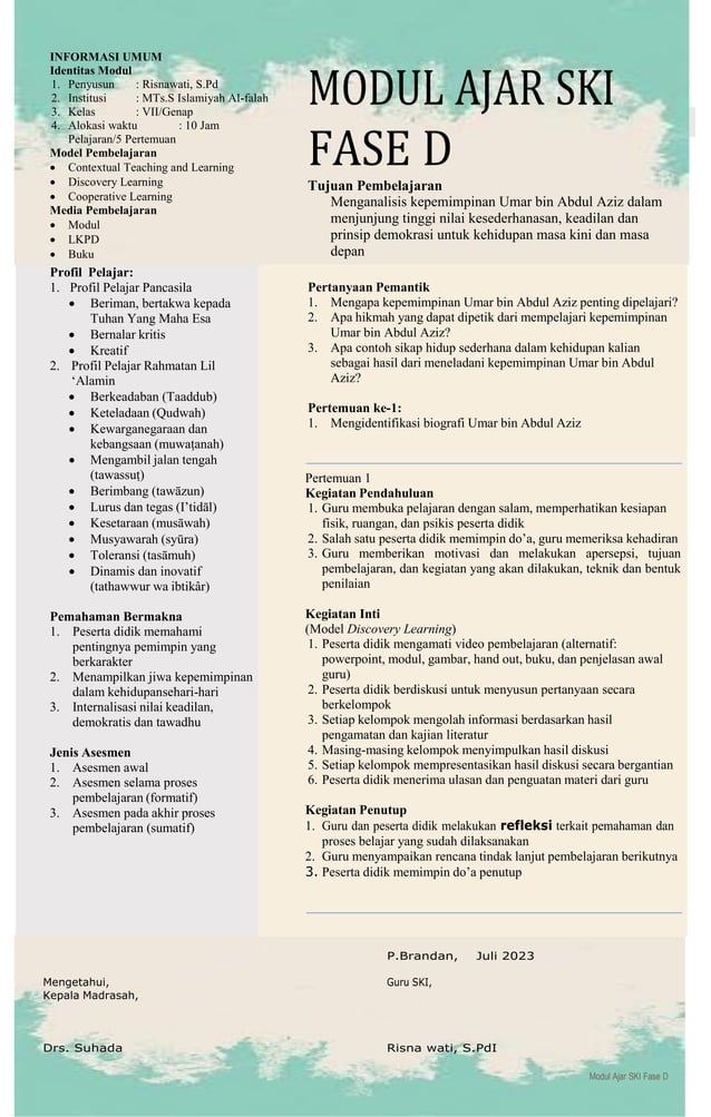 perangkat pembelajaran ski kelas 8 sem 2 | PDF