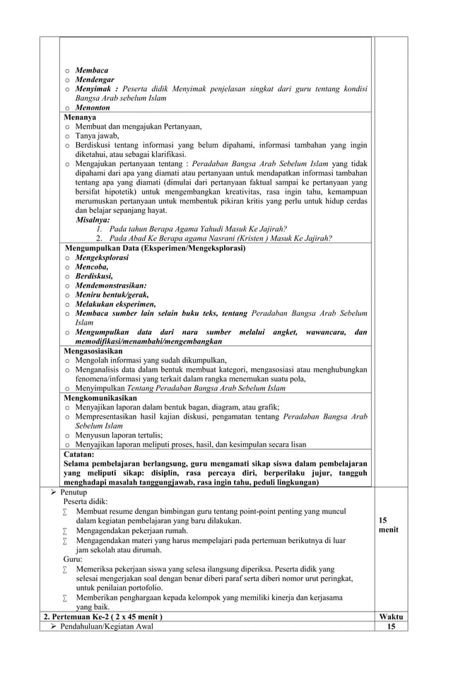 RPP Sejarah Kebudayaan Islam (SKI) MA Kelas X | PDF