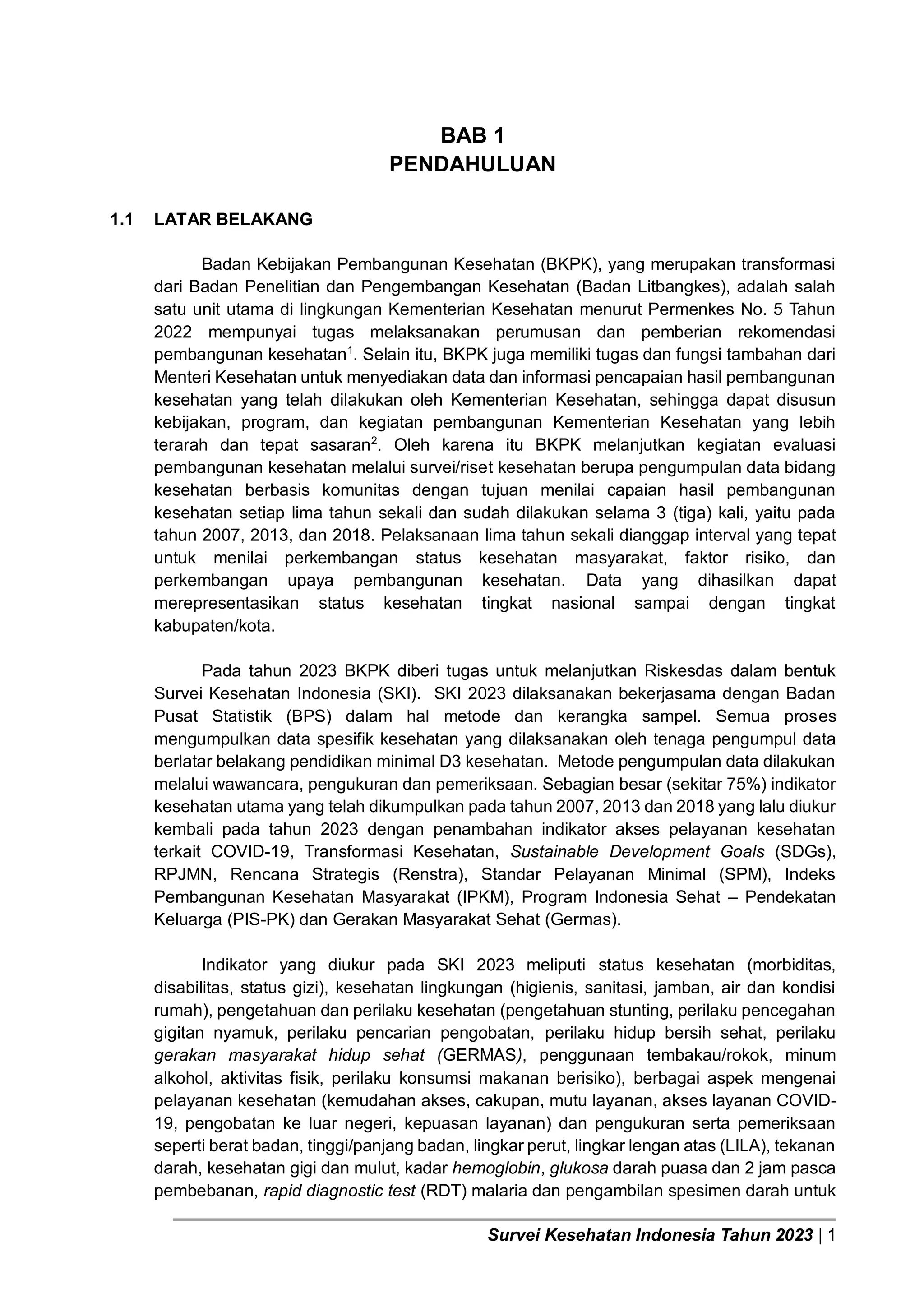 Survei Kesehatan Indonesia (SKI) Tahun 2023 | PDF