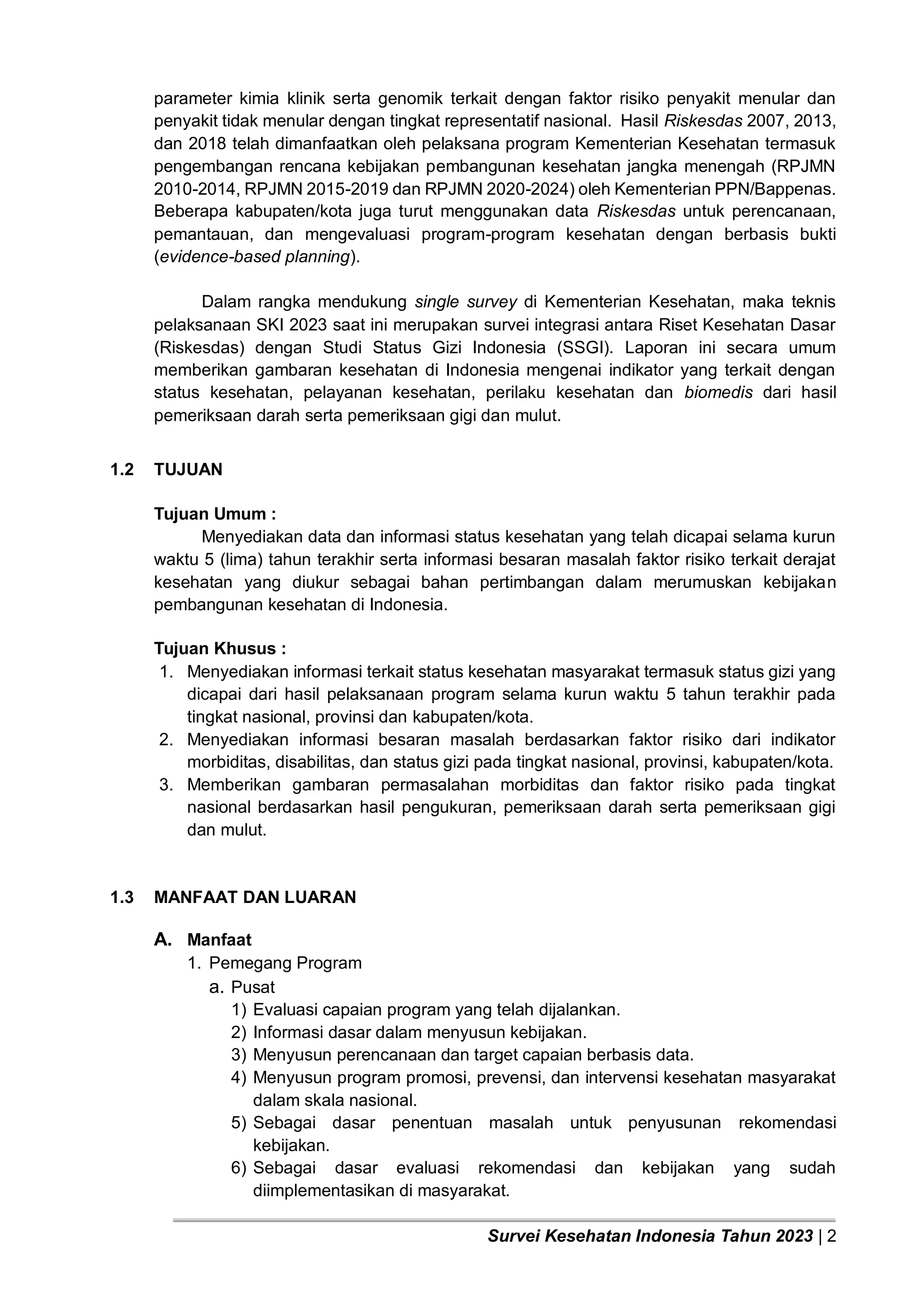 Survei Kesehatan Indonesia (SKI) Tahun 2023 | PDF