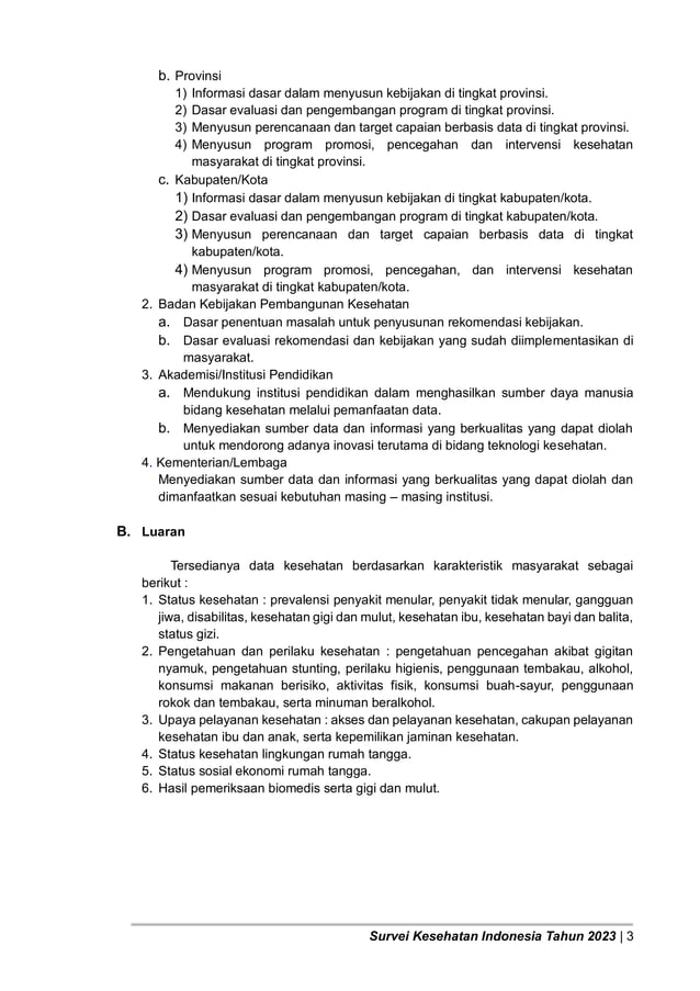 Survei Kesehatan Indonesia (SKI) Tahun 2023 | PDF