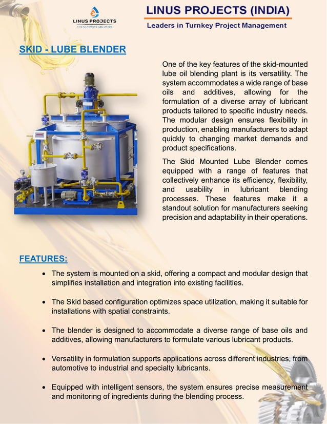 Skid Mounted Lube Oil Blending Plant Installation | PDF