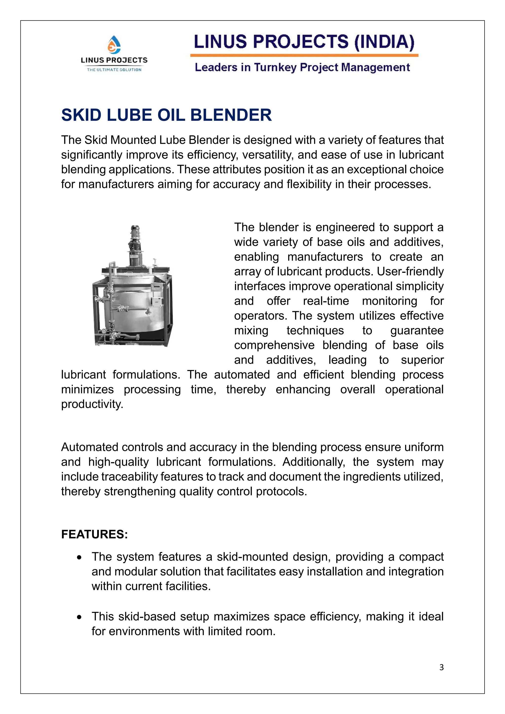 Skid Mounted Lube Oil Blending Plant Machinery | PDF