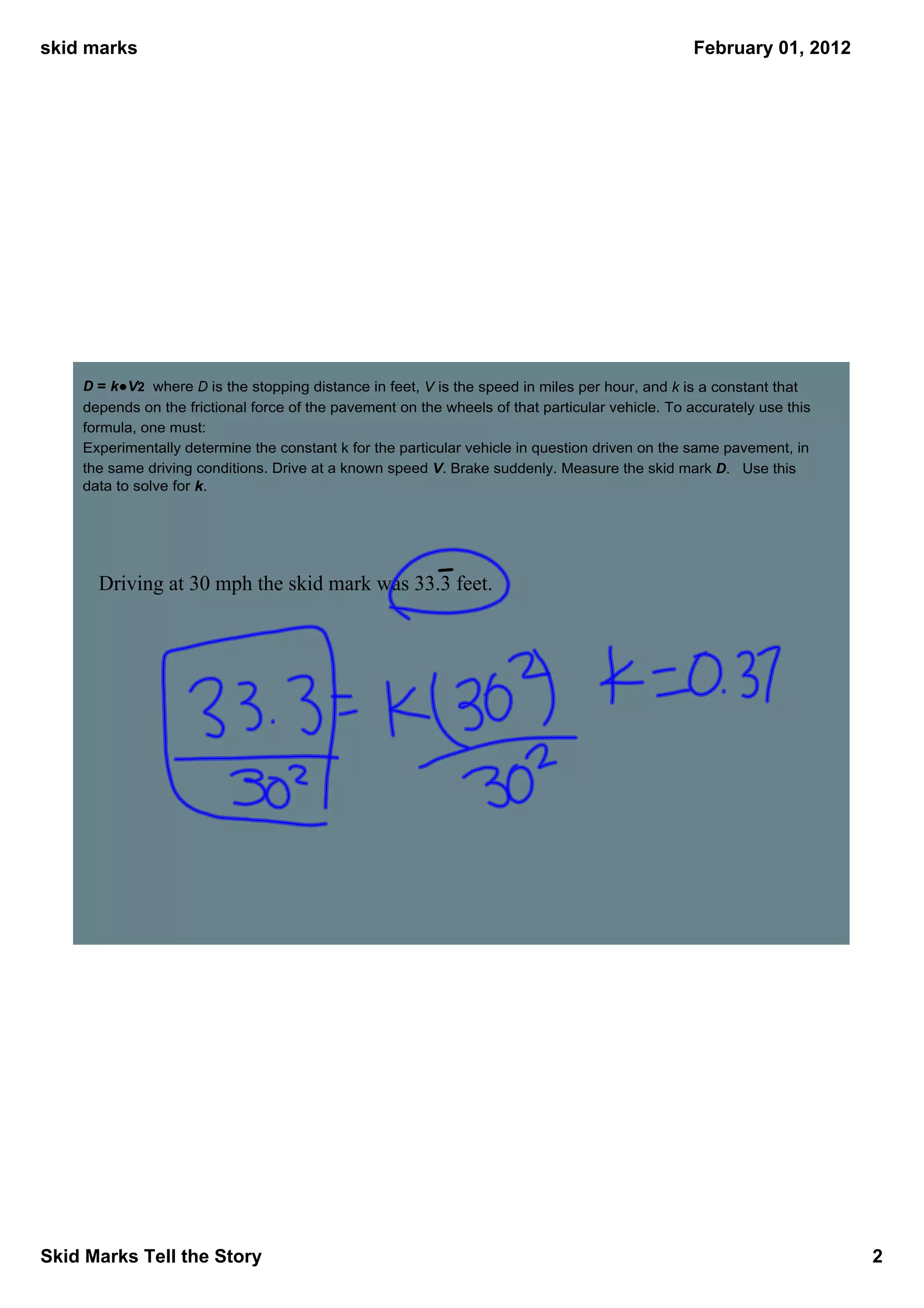 Skid marks notes | PDF