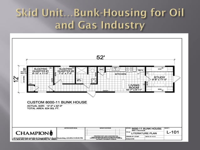 Skid unit -presentation of bunk housing, oil field, gas field, man ...